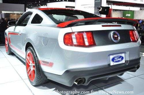 The rear end of the 2012 Ford Mustang Boss 302 Laguna Seca edition ...